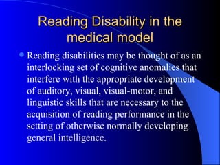 Reading Disabilities for Medical Professionals | PPT