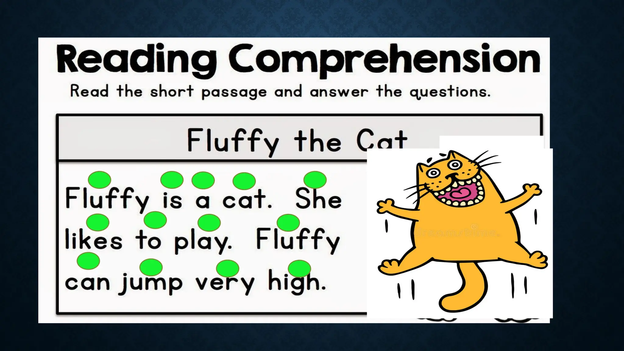 reading-for-kids-fluffy-the-cat-reading-comprehension-exercises_127928.pptx