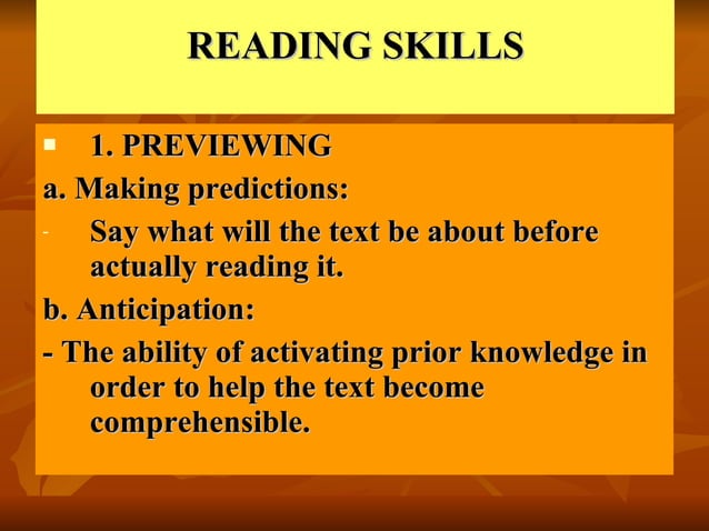Reading Skills | PPT | Education