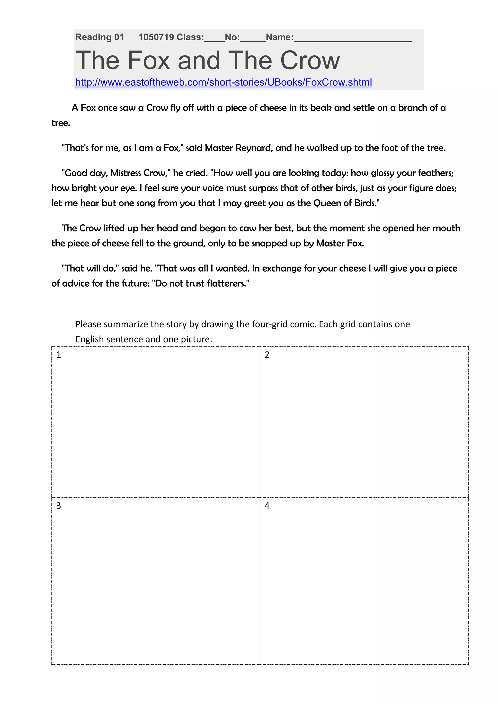 Reading 01 the fox and the crow | PDF