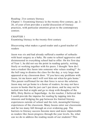 Reading 21st century literacyChapter 1 Examining literacy in t.docx