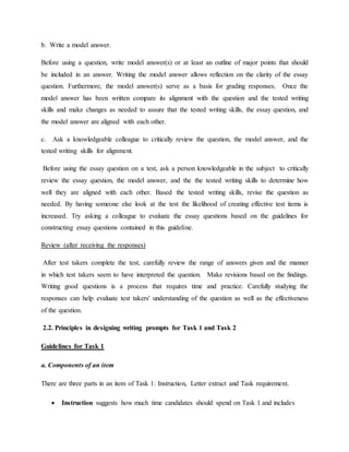 Reading 2 guideline for item writing writing test | PDF