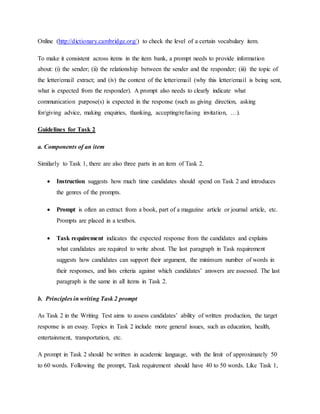 Reading 2 guideline for item writing writing test | PDF