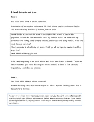 Reading 2 guideline for item writing writing test | PDF