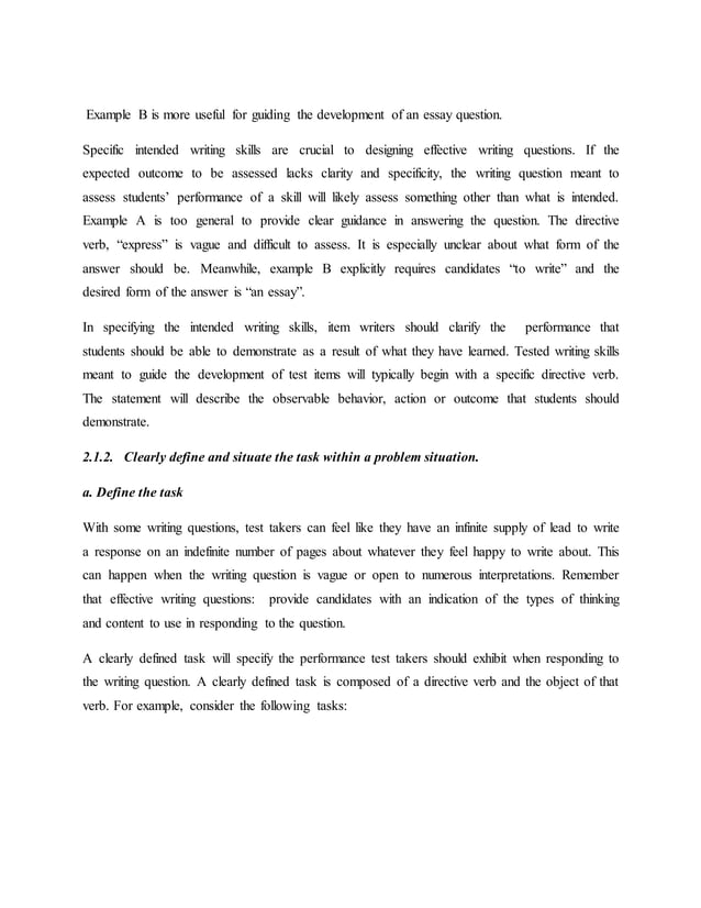 Reading 2 guideline for item writing writing test | PDF