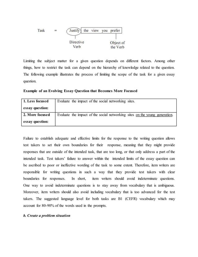 Reading 2 guideline for item writing writing test | PDF