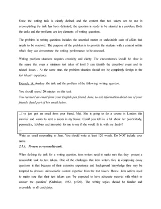 Reading 2 guideline for item writing writing test | PDF