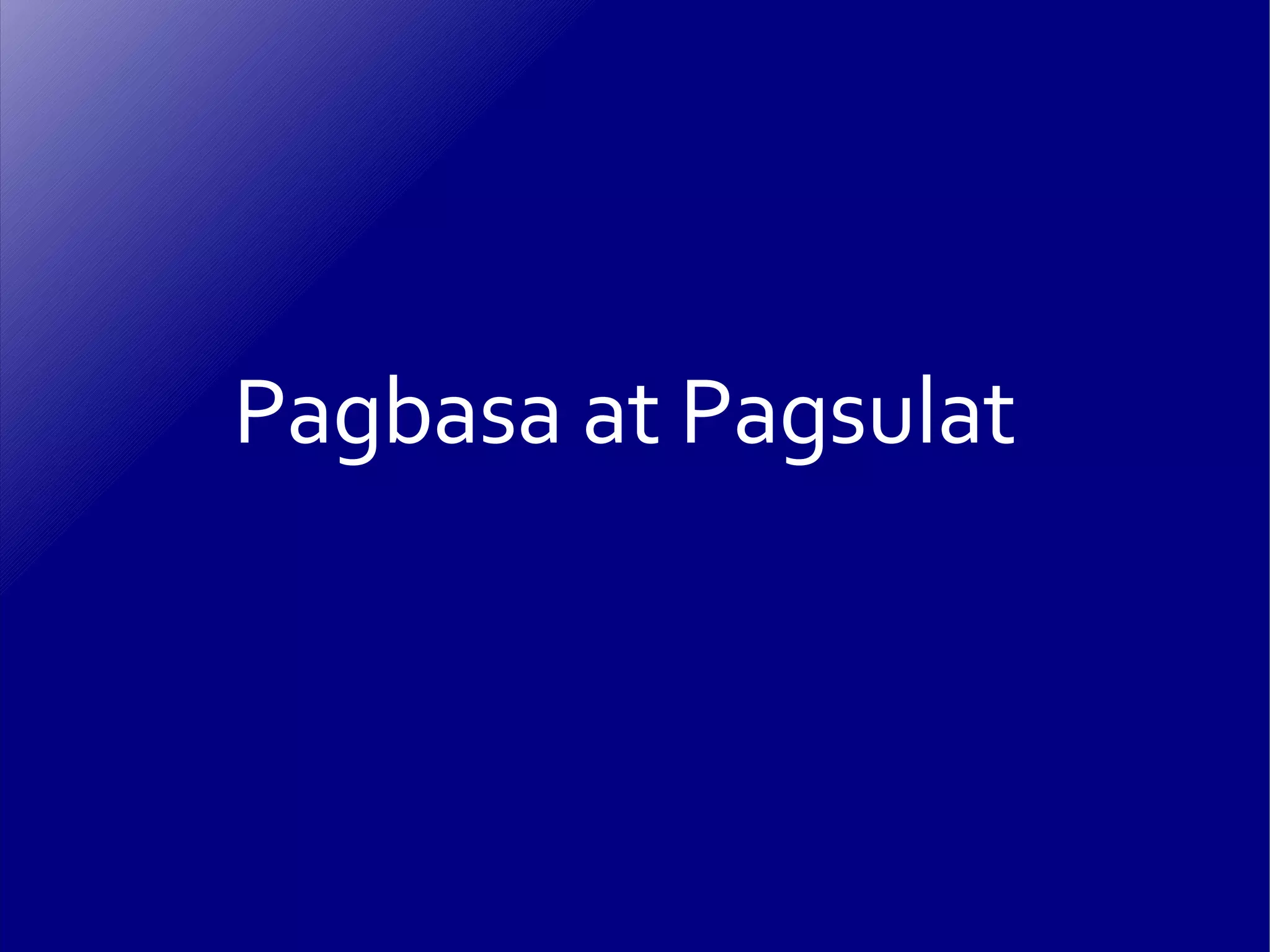 Pagbasa at Pagsulat | ODP