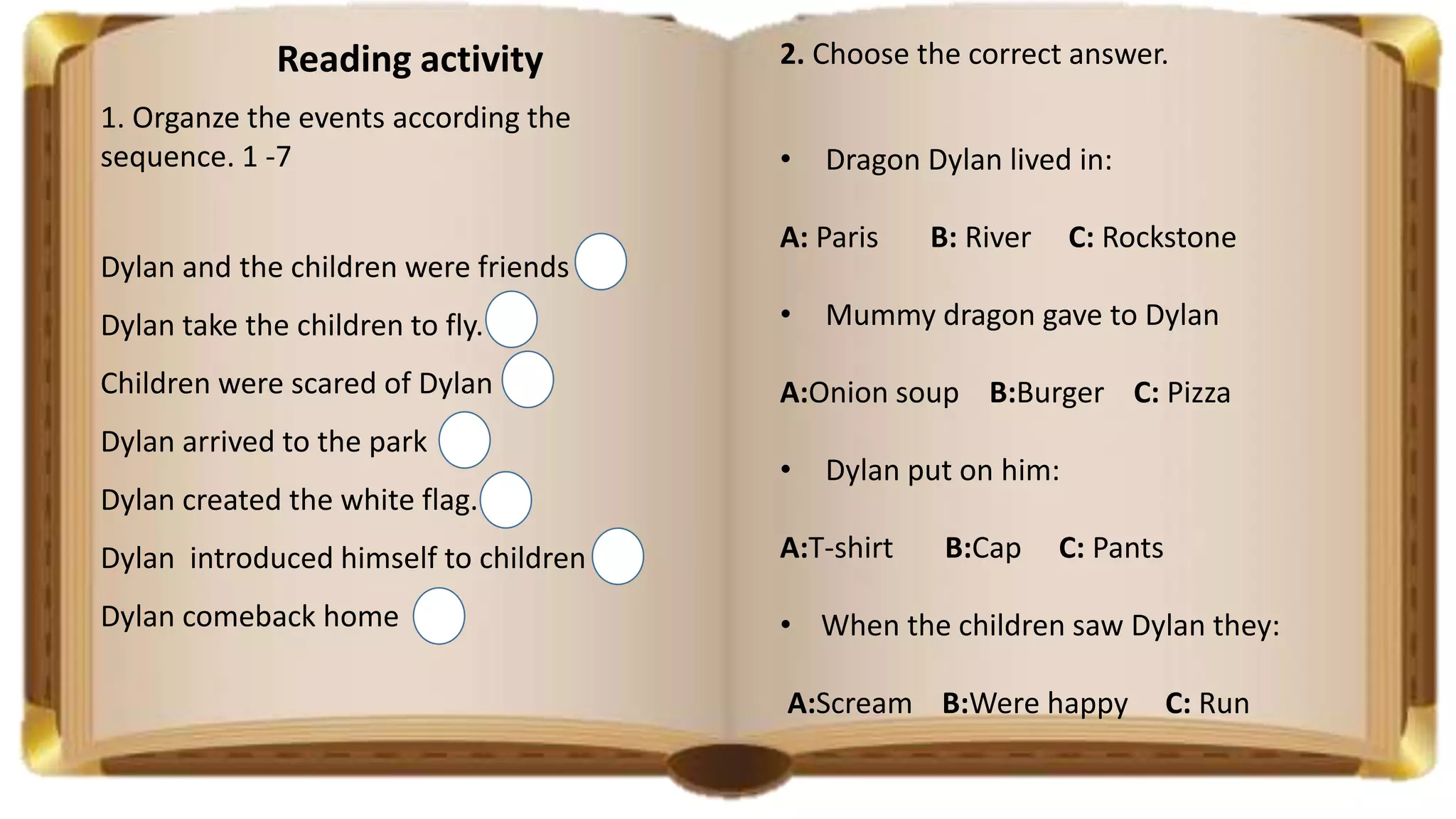 Reading activity: Dylan the dragon | PPTX