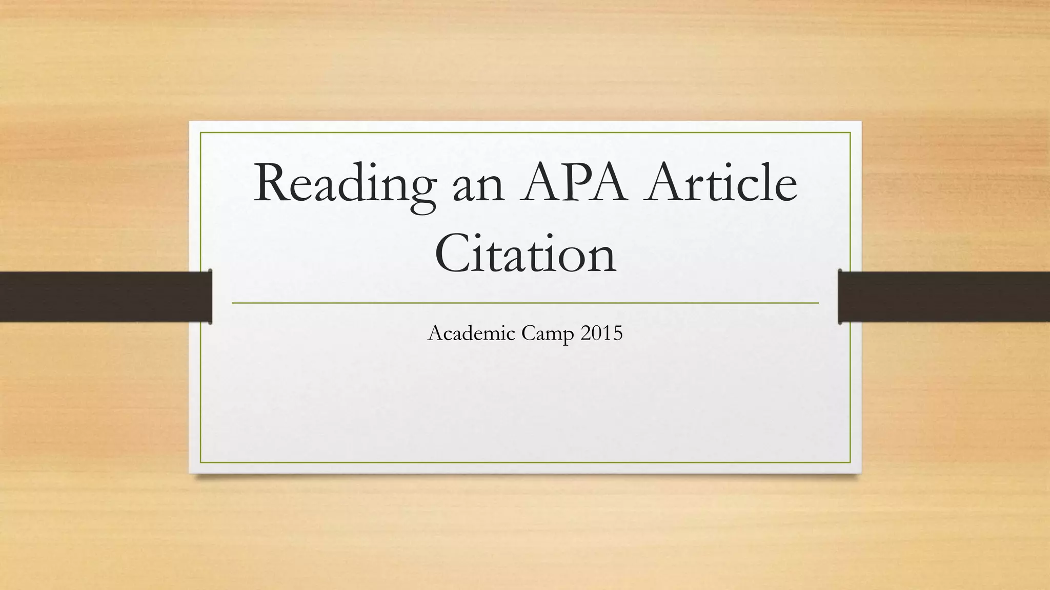 Reading an APA Citation | PPT