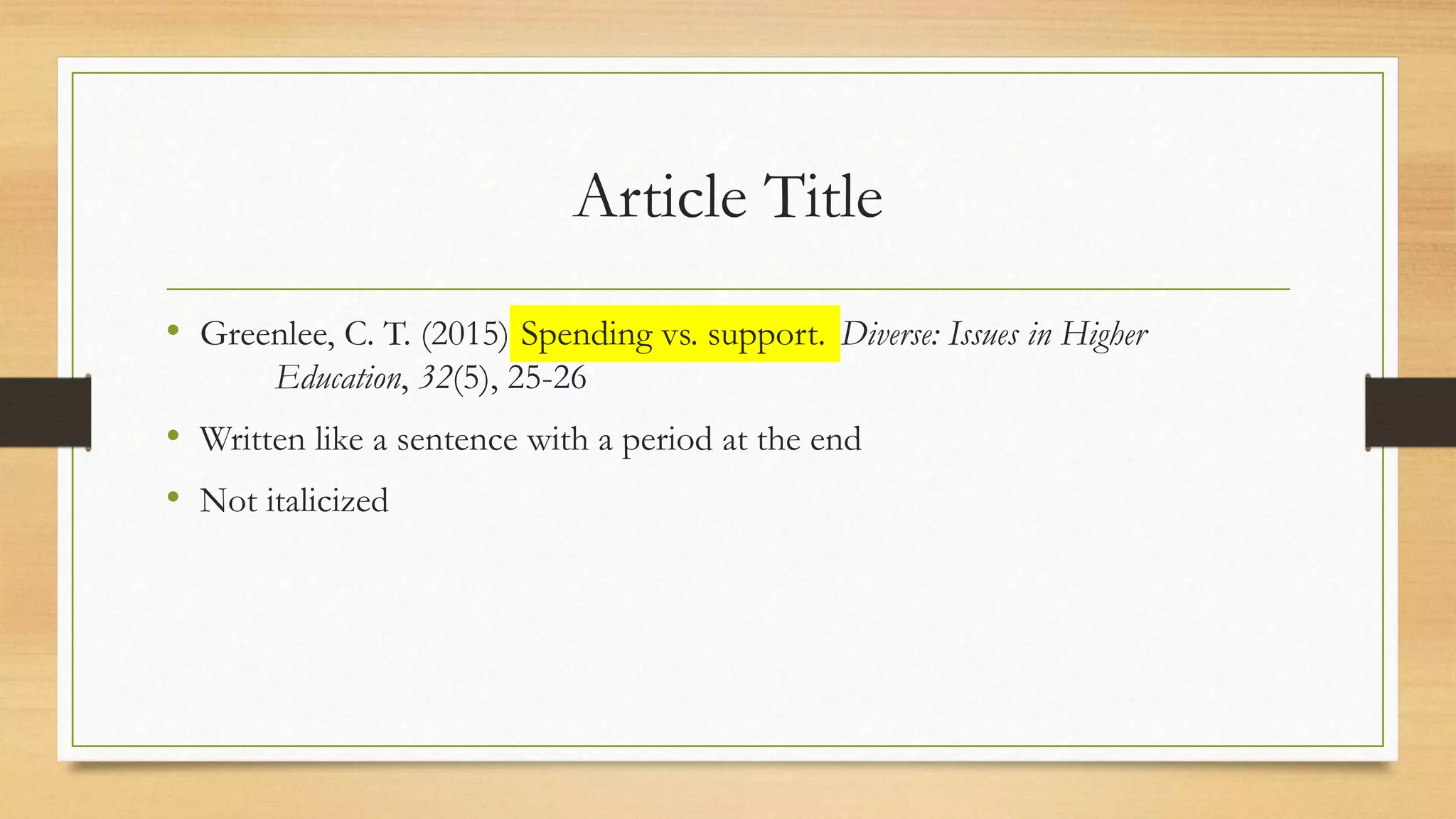 Reading an APA Citation | PPT
