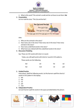 Lesson plan in spelling words with short /a/ CVC pattern | DOCX