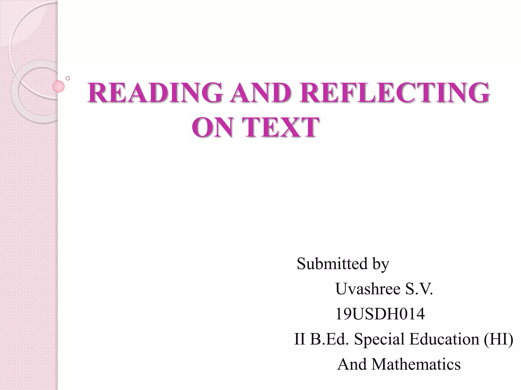 Reading and Reflecting on Text | PPT