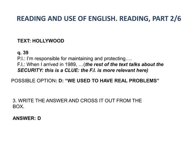 Reading and use of english, part 6 practice and strategies | PPT