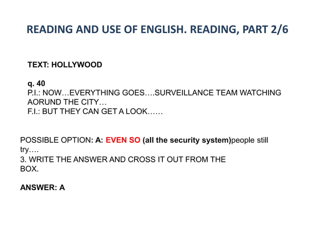 Reading and use of english, part 6 practice and strategies | PPT