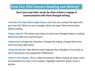 Reading and Writing Connections | PPTX