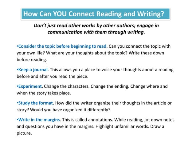 Reading and Writing Connections | PPTX