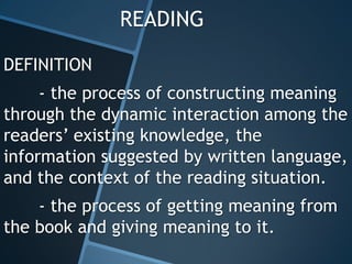 Reading and writing | PPTX | Fiction | Books and Literature