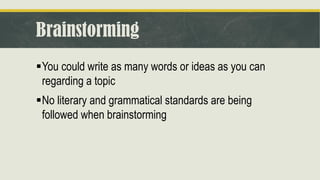 Reading and Writing - Brainstorming | PDF