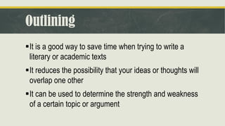 Reading and Writing - Outlining | PDF