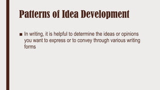 Reading and Writing - Patterns of Idea Development | PDF