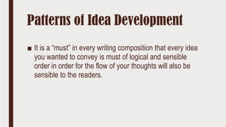 Reading and Writing - Patterns of Idea Development | PDF