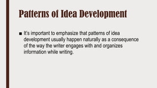 Reading and Writing - Patterns of Idea Development | PPT