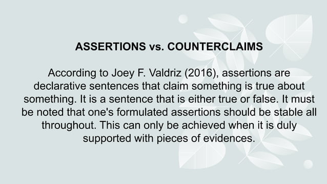 Assertions Vs. Counterclaims Reading And Writing (11) | PPTX ...