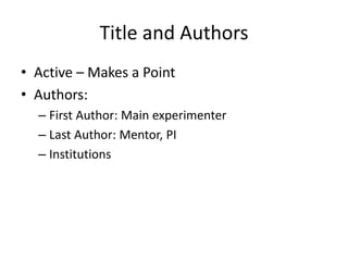 Reading and writing a scientific paper | PPTX