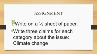 READING AND WRITING - CLAIMS FOR GRADE 11 | PPT