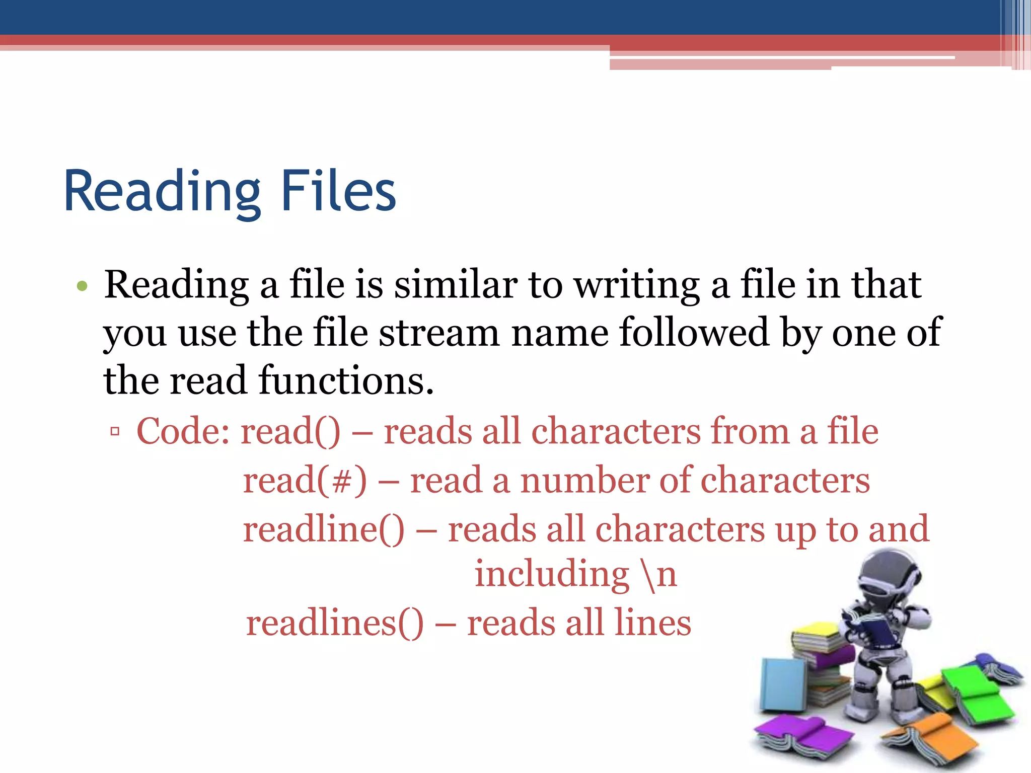 Reading and Writing Files | PPTX