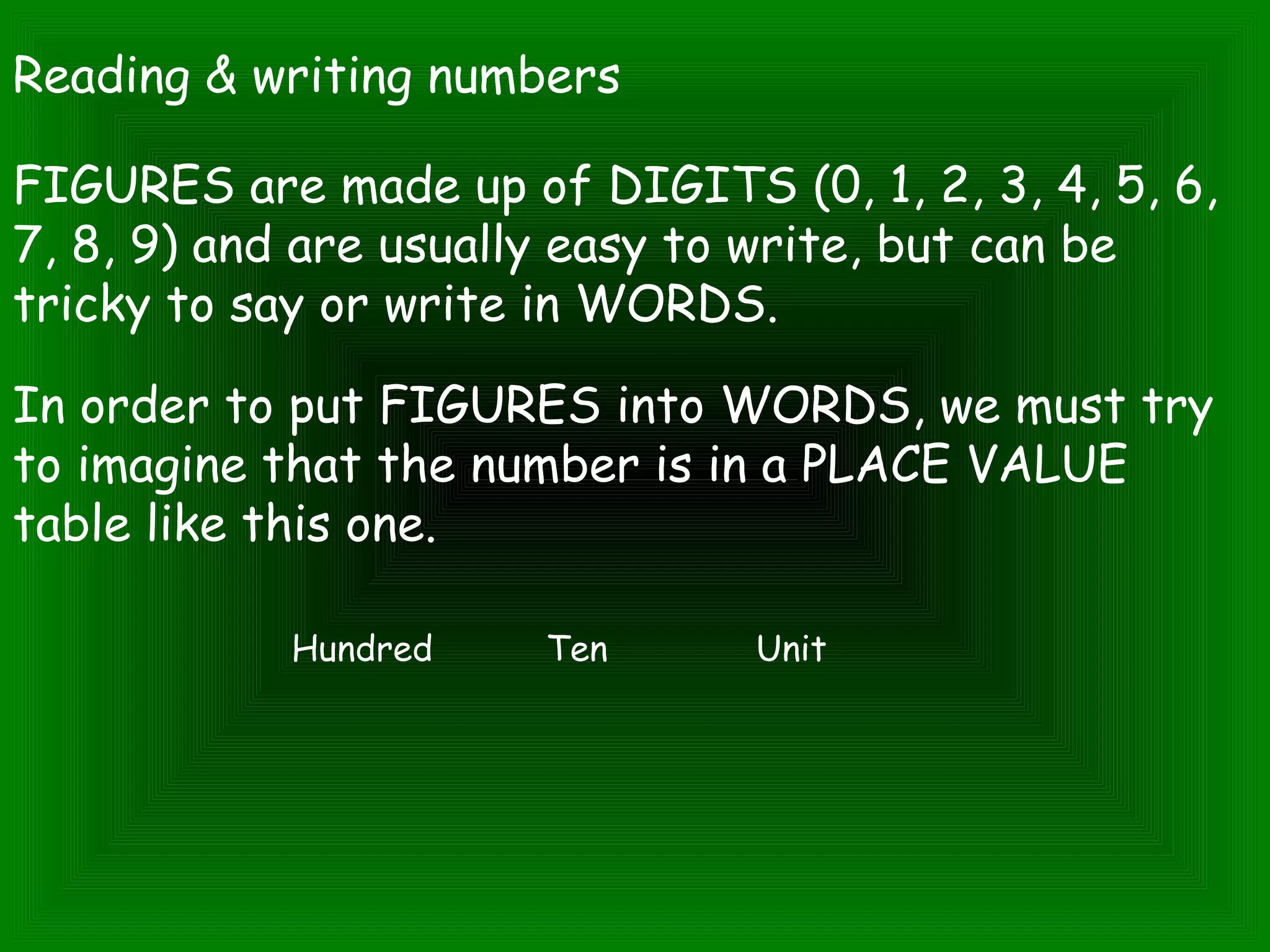 Reading And Writing Numbers Ppt