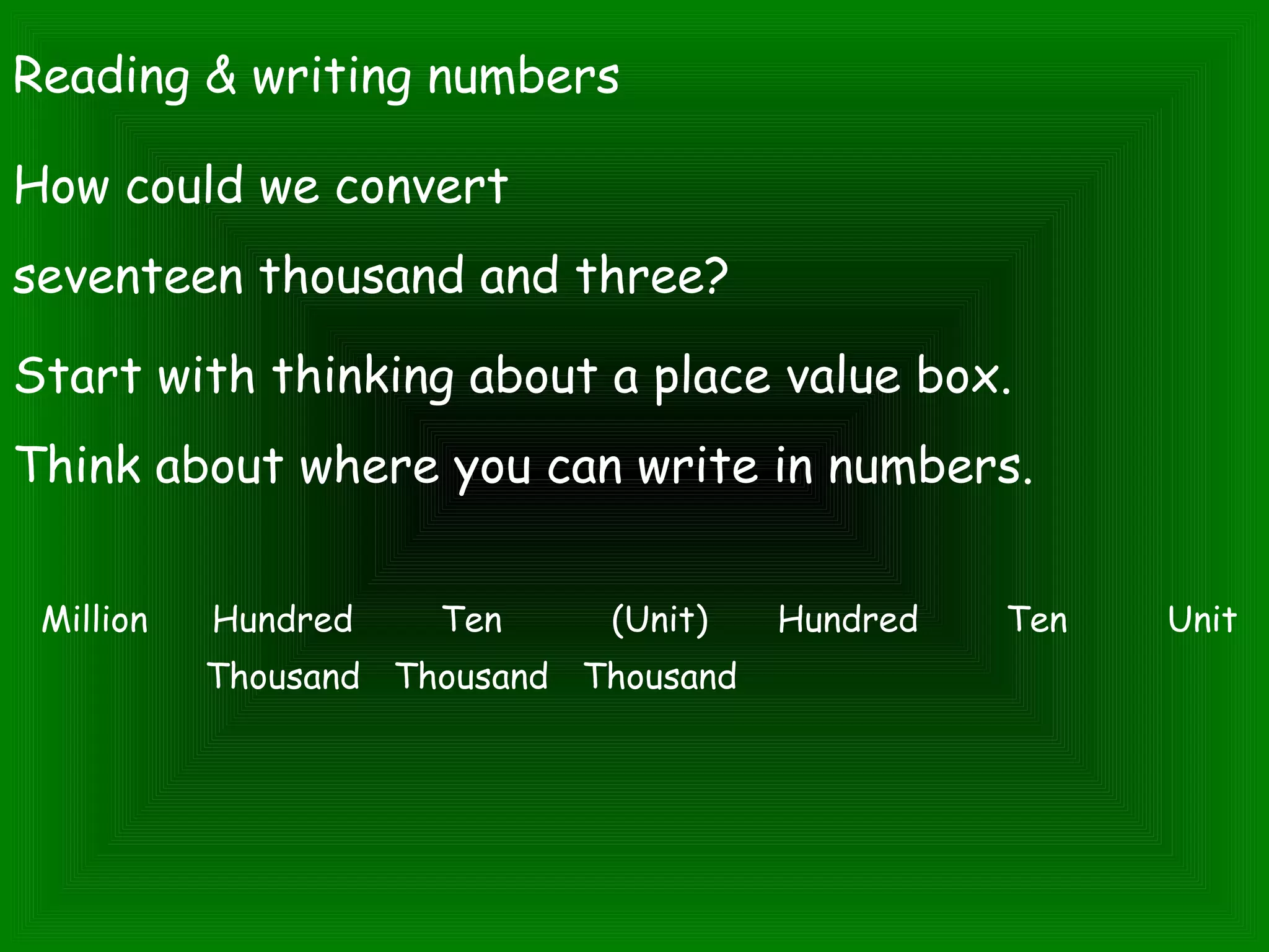 Reading And Writing Numbers Ppt