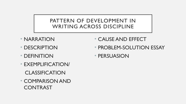 patterns of development in writing across discipline | PPTX