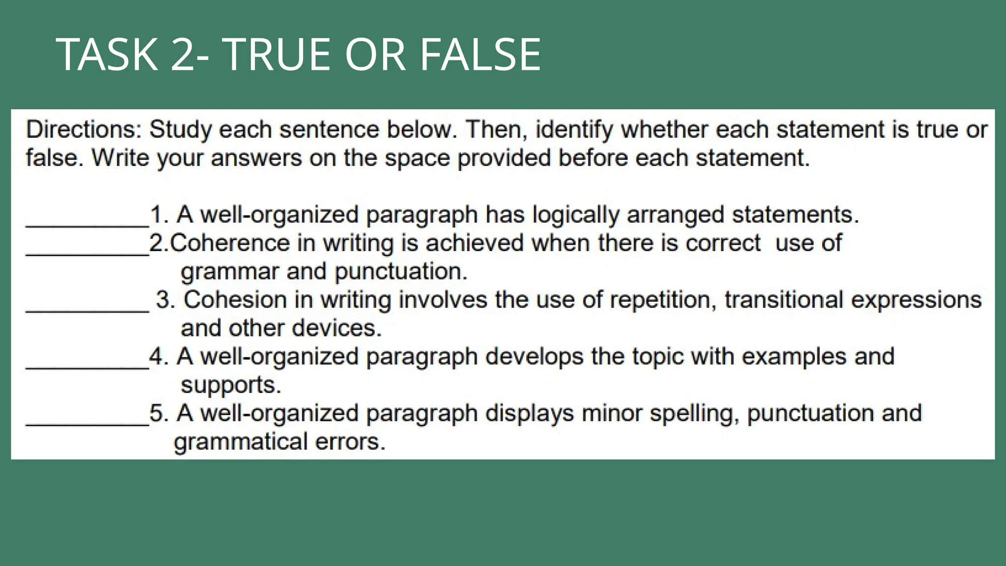 Reading and Writing Skills properties of a well written text | PPTX