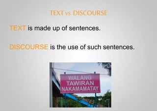 [READING AND WRITING SKILLS] Text as a Discourse - Introduction | PPTX