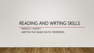Reading and Writing Skills Module 2 Lesson 1 and 2.pptx