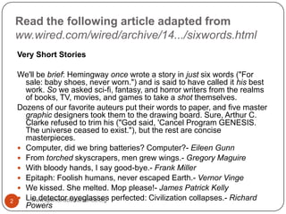 Reading and writing very short stories | PPT