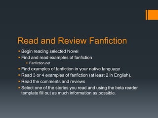 Reading and Writing with Fanfiction | PPTX
