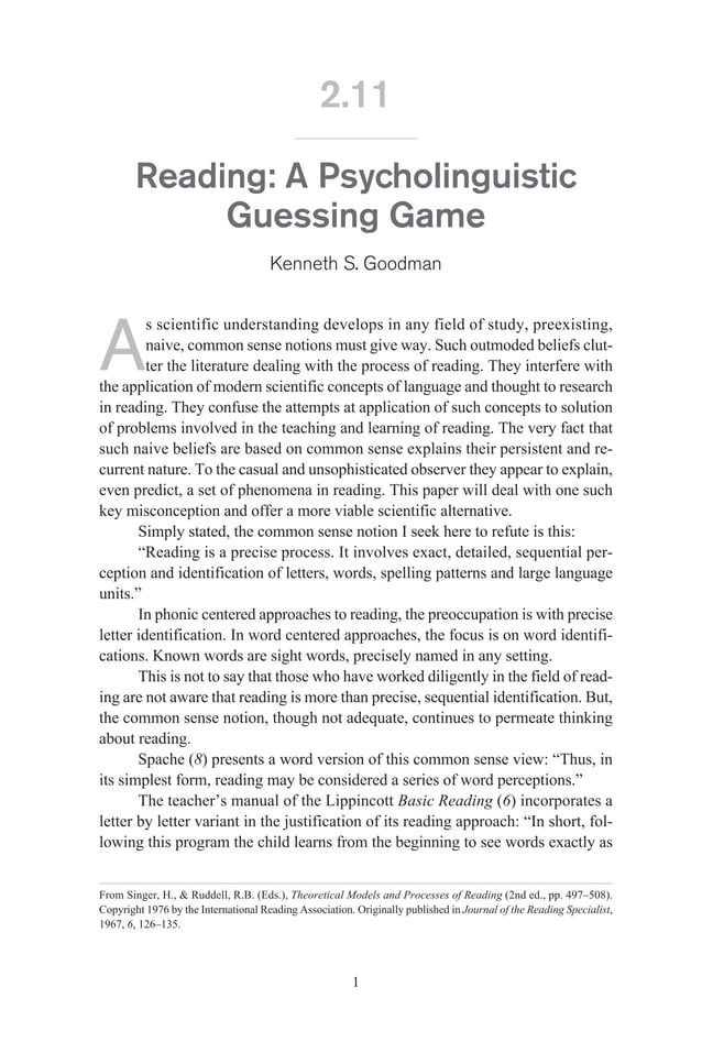 Reading a psycholinguistic_guessing_game | PDF | Education