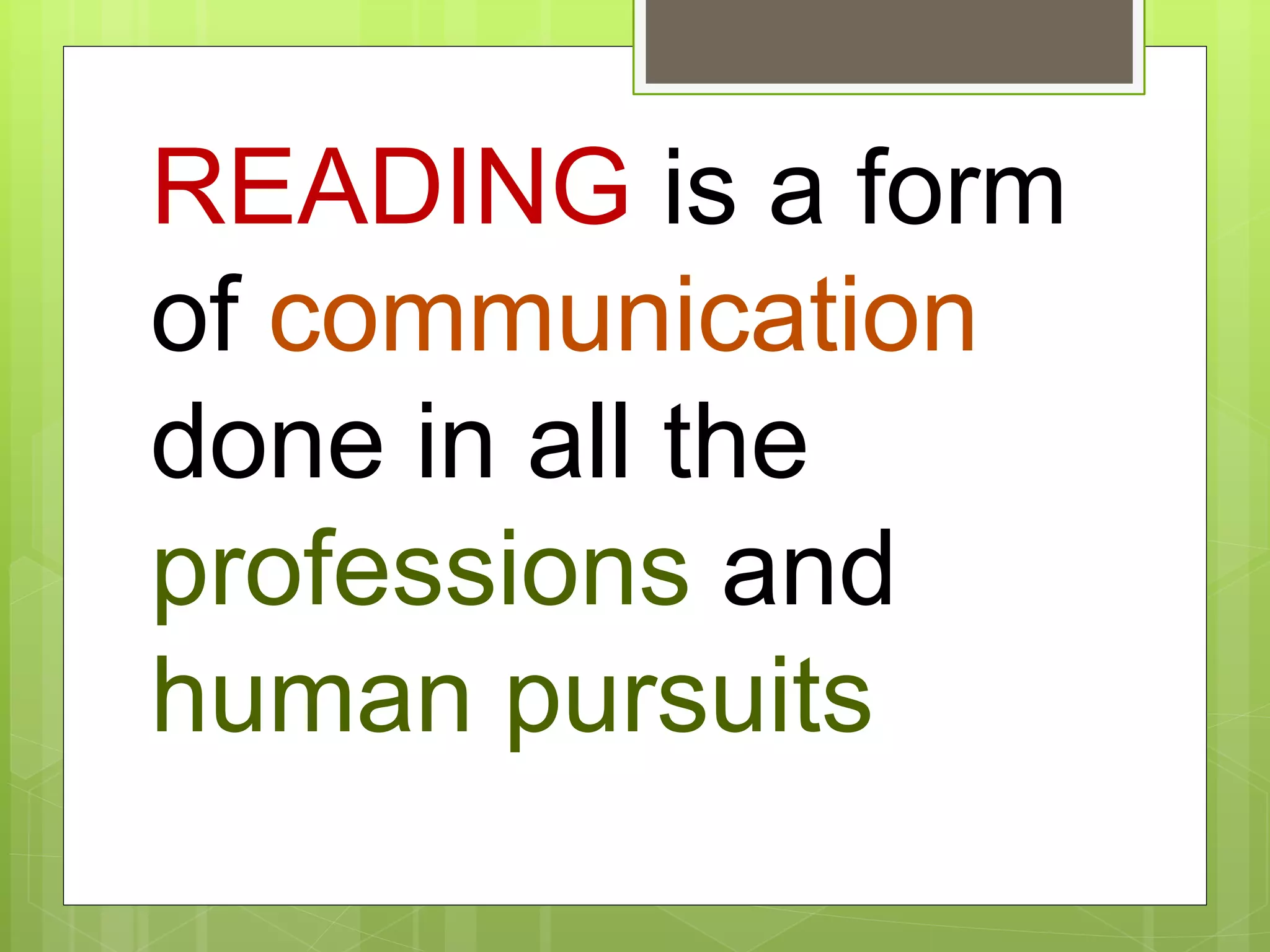 Reading as a psycho social process | PPTX