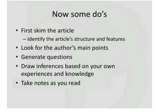 Reading A Scientific Journal Article | PDF | Publishing Industry ...