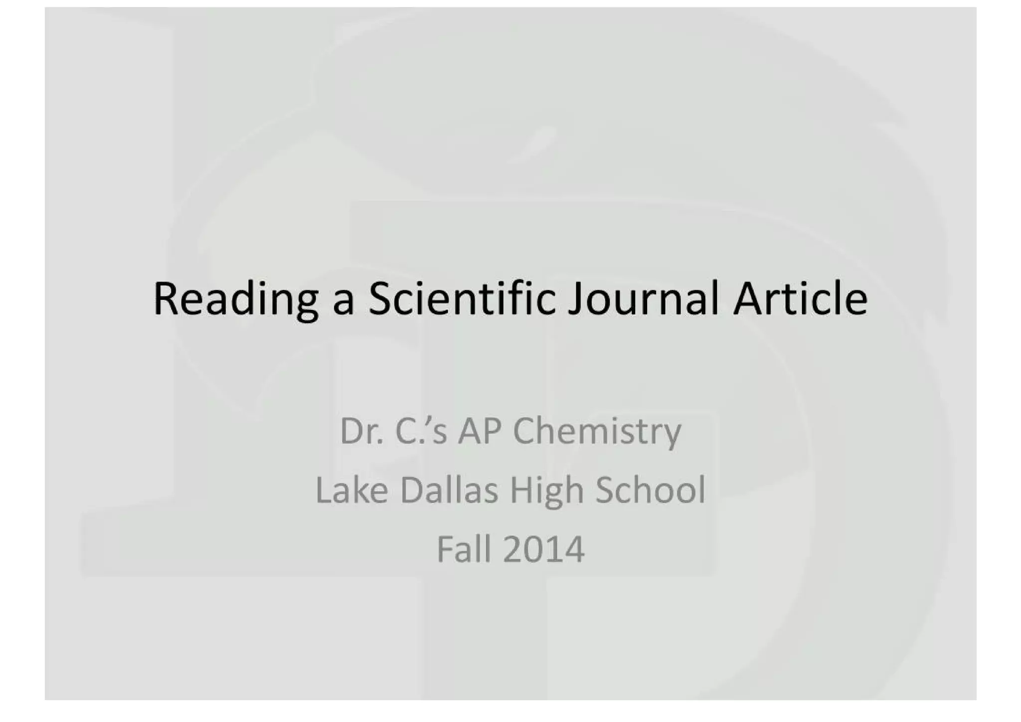 Reading A Scientific Journal Article | PDF