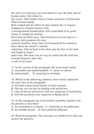 Reading Assessment 1 1. Read the paragraph in order to ans.docx