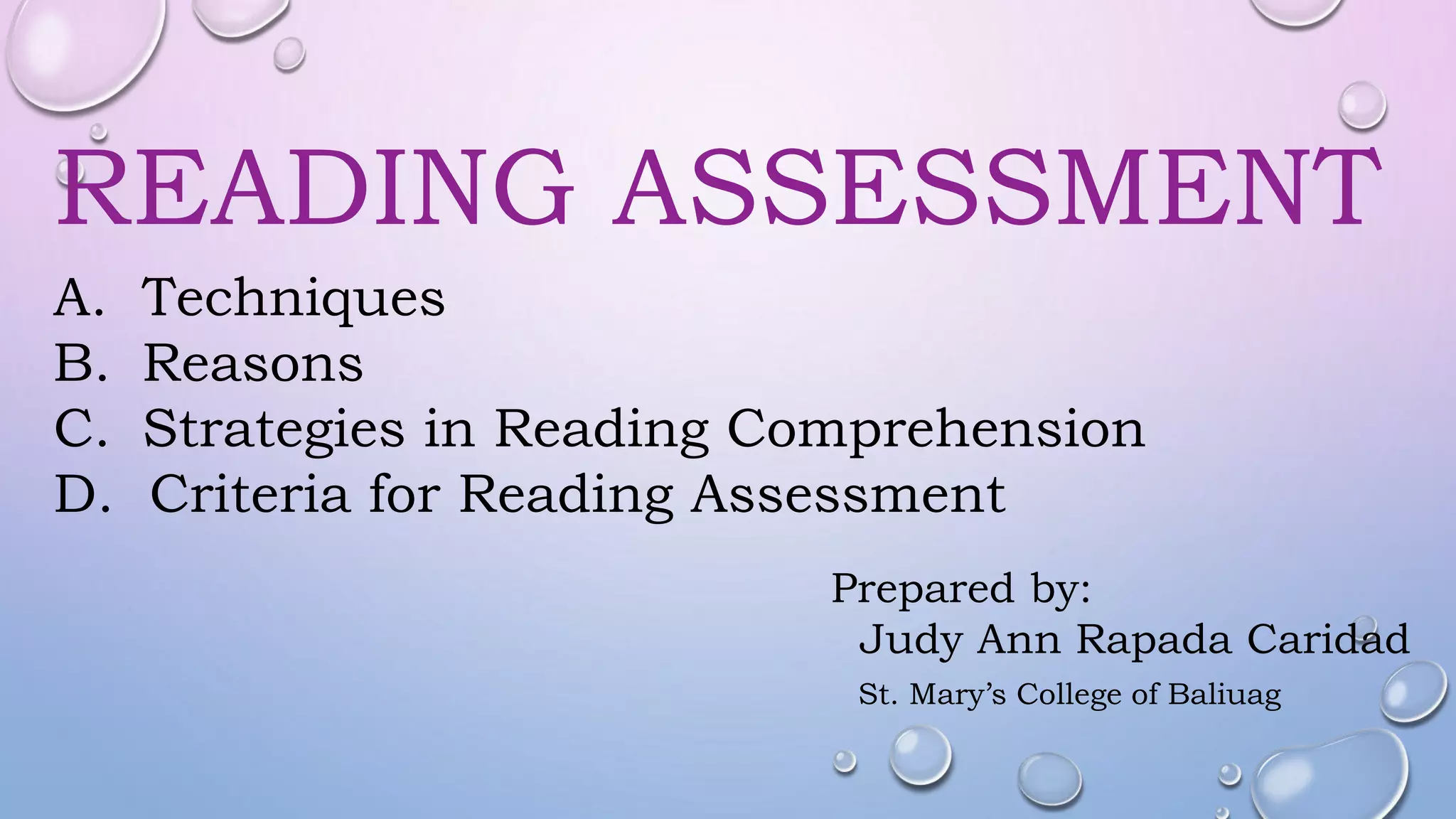 Reading Assessment | PPTX