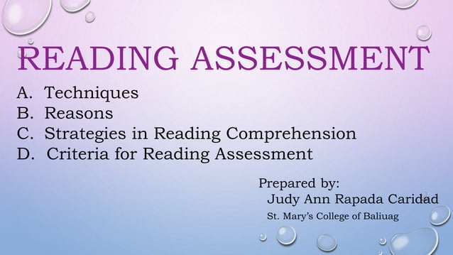 Reading Assessment | PPT