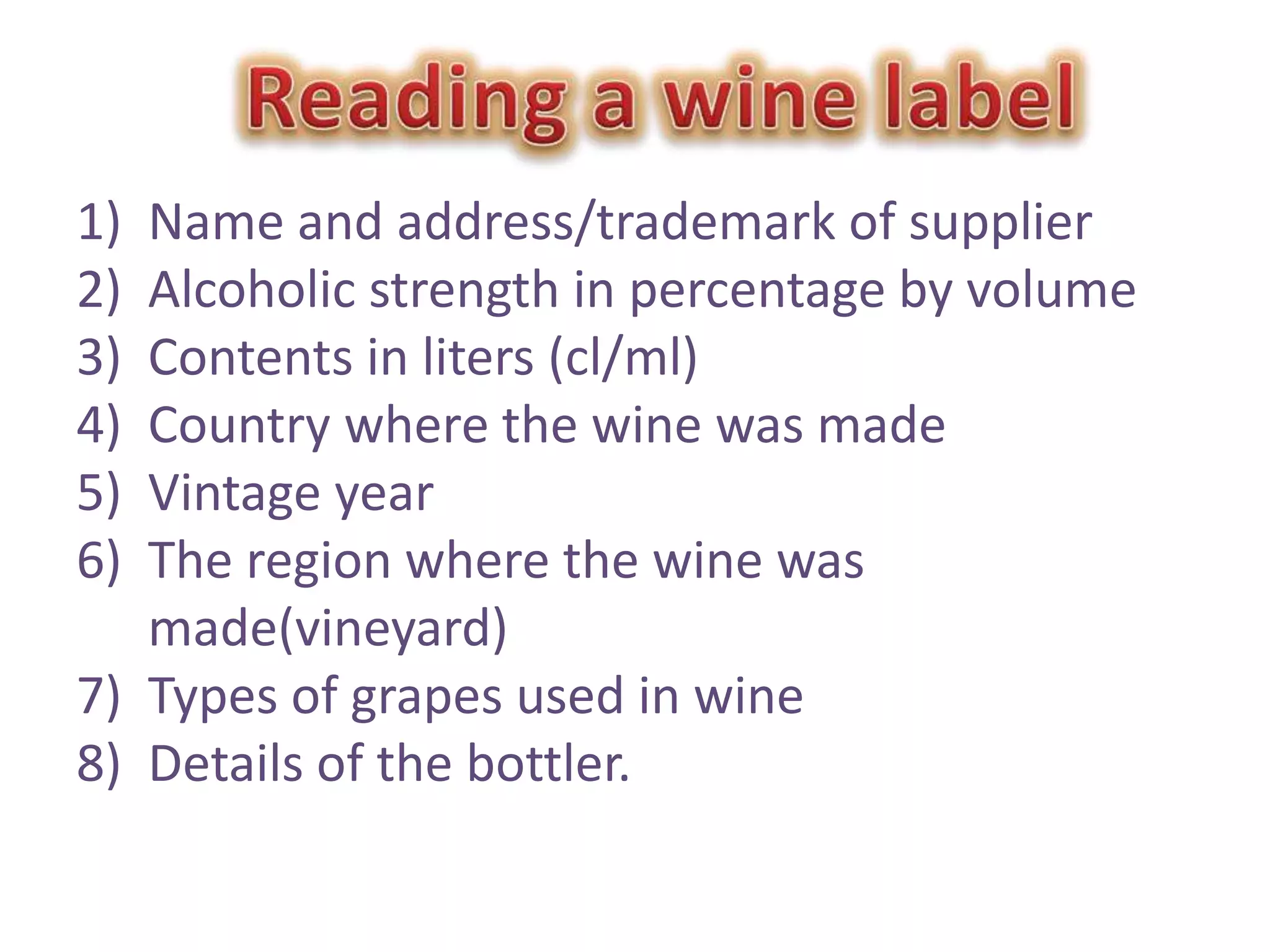 Reading a wine label | PPTX