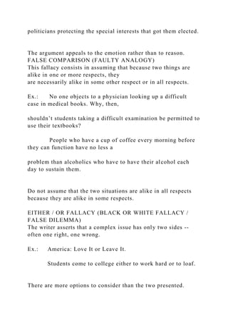 READING – Common Fallacies (or Errors) In Reasoning Rev. Jul.docx ...