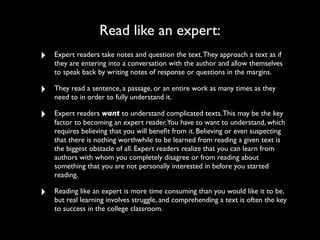 Reading Comprehension for College Students | KEY