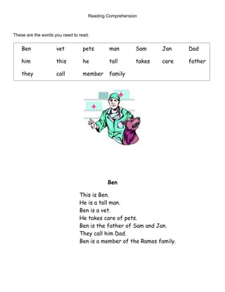 Reading comprehension worksheet | PDF